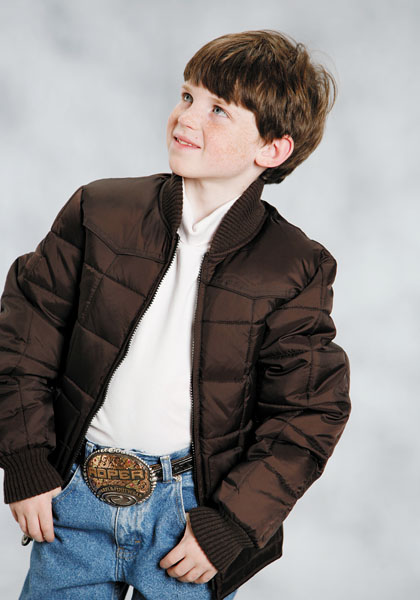 Roper Down Western Jacket - Brown - Boys' Down Western Vests and ...