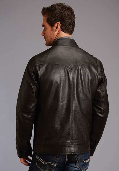 Stetson Bomber Leather Western Jacket - Black - Men's Leather Western ...