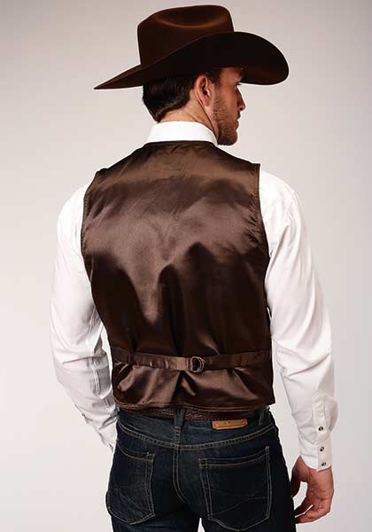 Roper Satin Back Dark Brown Suede Leather Western Vest - Men's Leather ...
