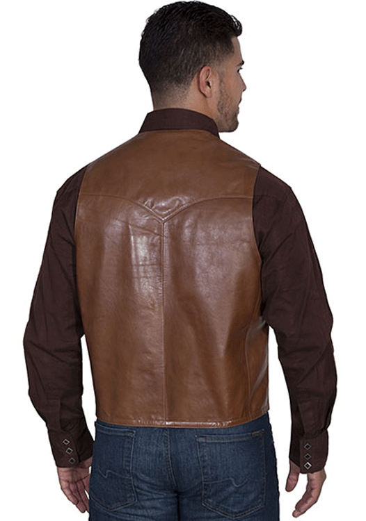 Scully Lambskin Button Front Western Vest - Chocolate - Men's Leather ...