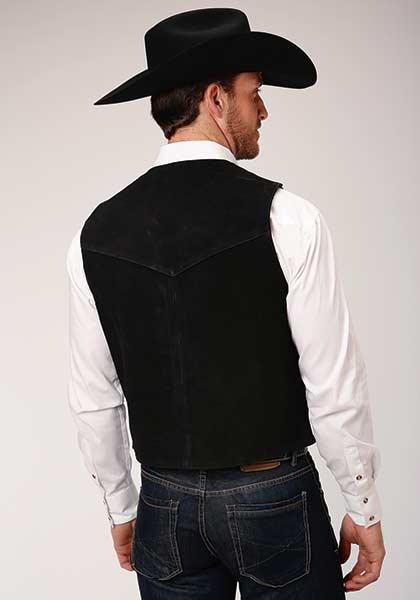 Roper Cow Suede Leather Western Vest - Black - Men's Leather Western ...